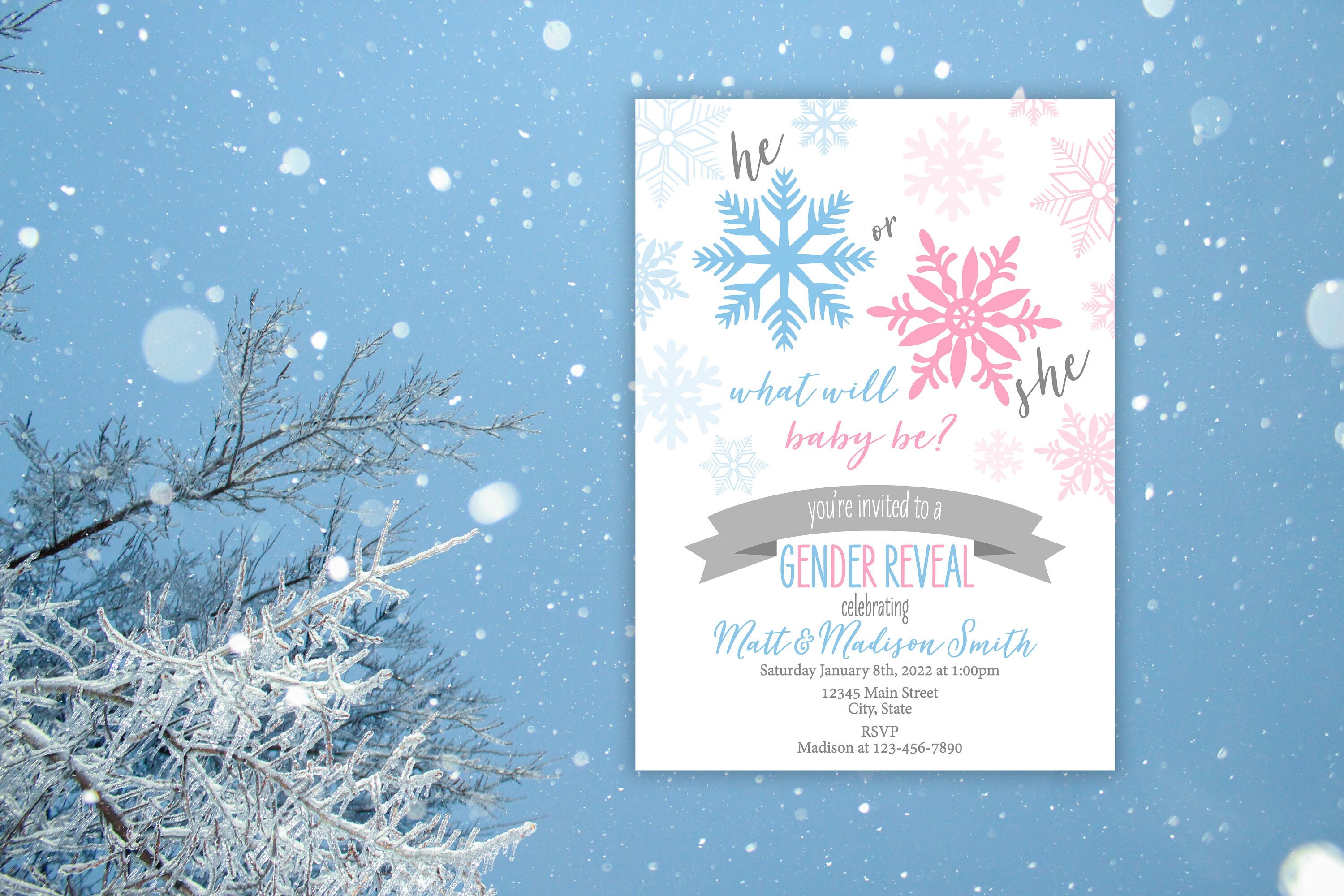 Winter Gender Reveal Invitation Blue or Pink What Do You Think Gender ... Winter Gender Reveal Invitation Blue or Pink What Do You Think Gender ...