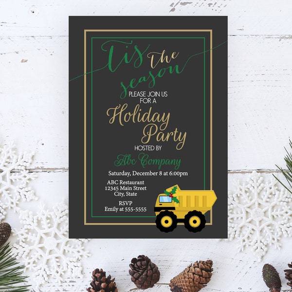 Construction Christmas Party Invitation - Etsy