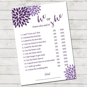 Bridal Shower Games Purple Flowers Advice for Bride - Etsy