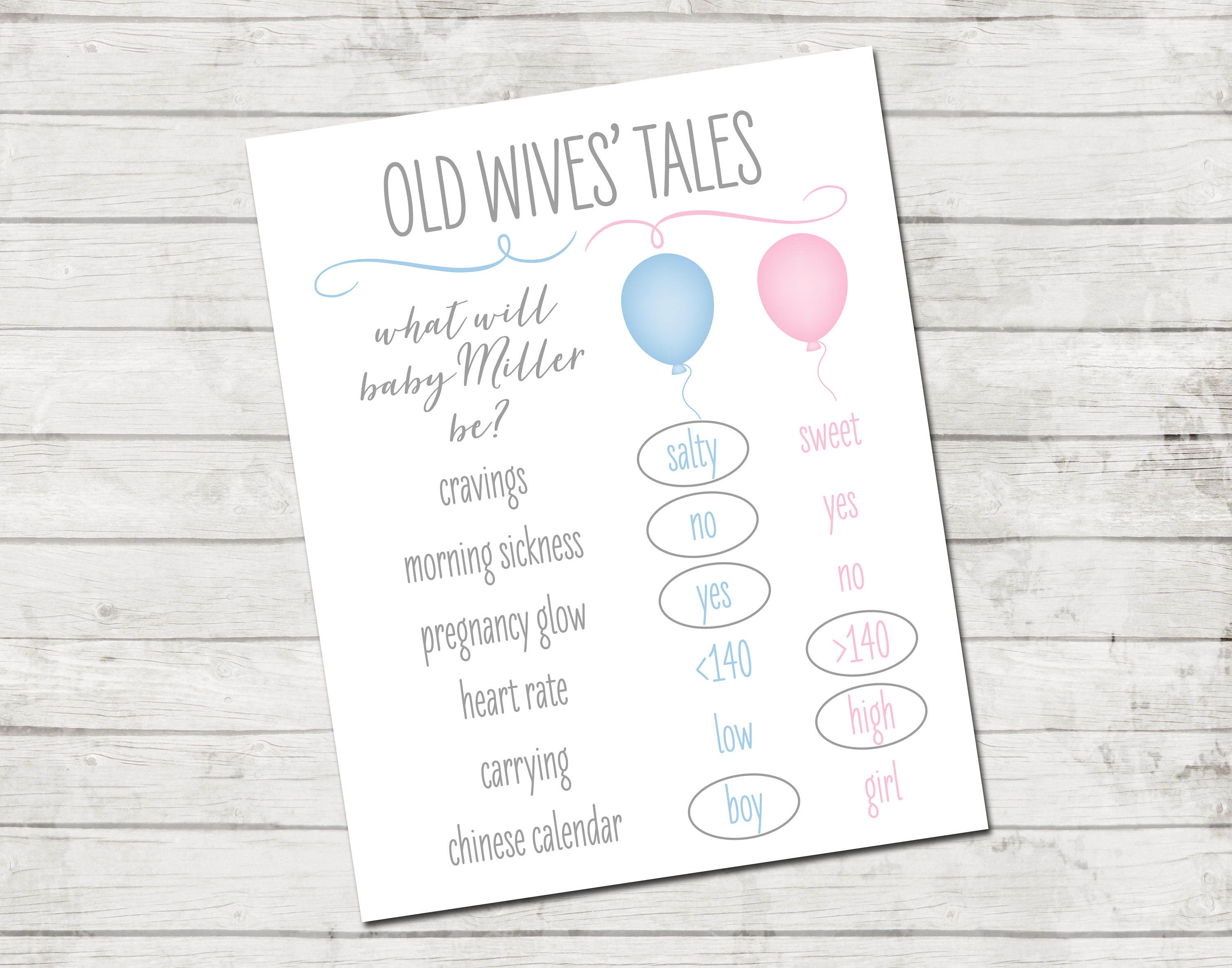 Gender Reveal Old Wives Tales Gender Reveal Printable | Etsy Gender Reveal Old Wives Tales Gender Reveal Printable | Etsy