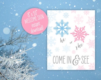 He or She Welcome Sign Fall Gender Reveal Printable | Etsy