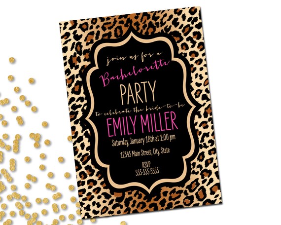 Animal Print Bachelorette Party Invitation - Brown Cheetah Leopard ...