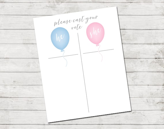 Gender Reveal Voting Sign - He or She Printable - Cast Your Vote ...