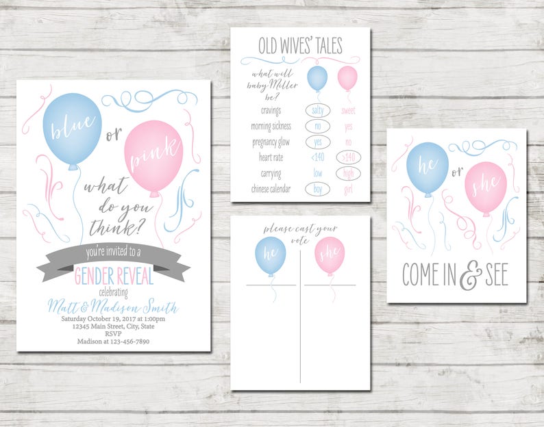 Blue or Pink Gender Reveal Party Pack Gender Reveal - Etsy