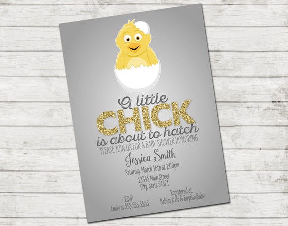 Little Chick Baby Shower Invitation - About to Hatch - Chick Baby ...