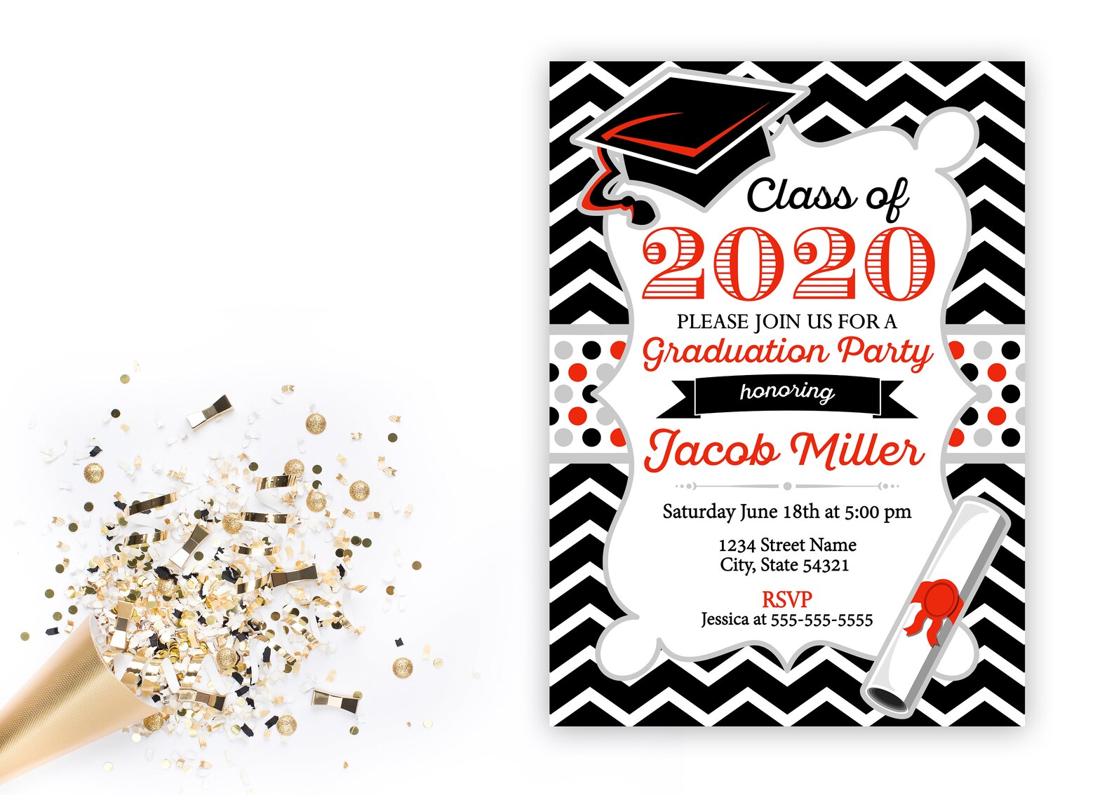 Graduation Party Invitation Class of 2020 High School - Etsy