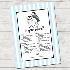 Penguin Baby Shower Games Advice for Mom Baby Animals Bingo Dont Say ...