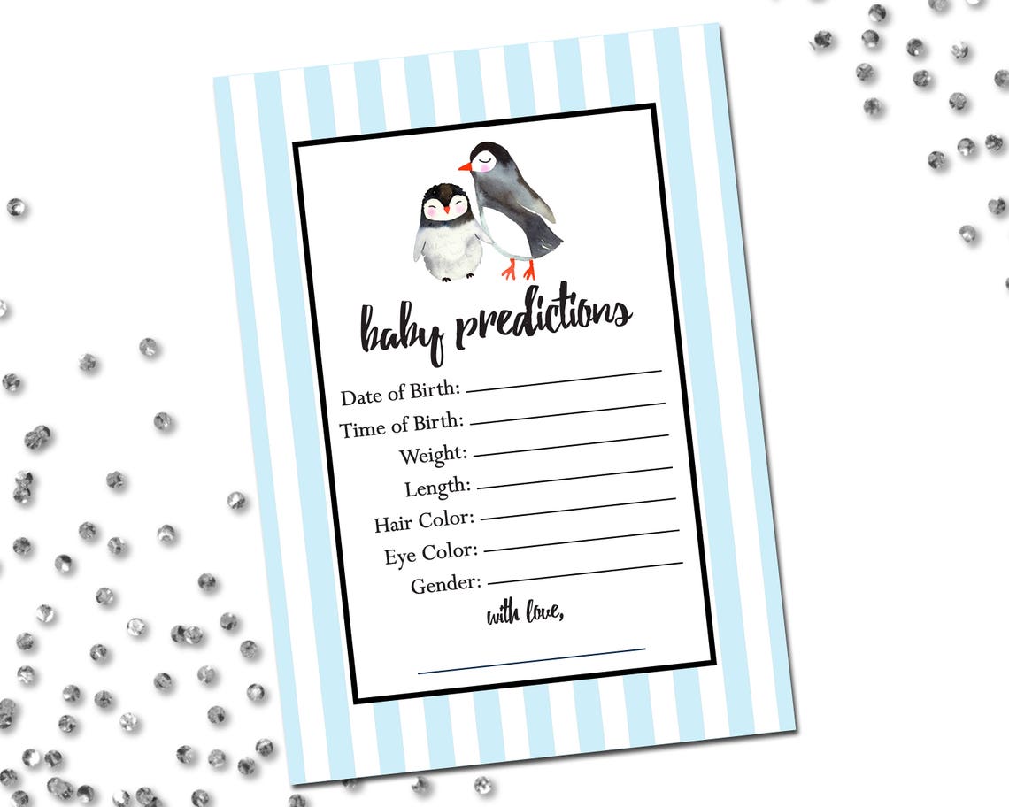 Penguin Baby Shower Games Advice for Mom Baby Animals Bingo - Etsy