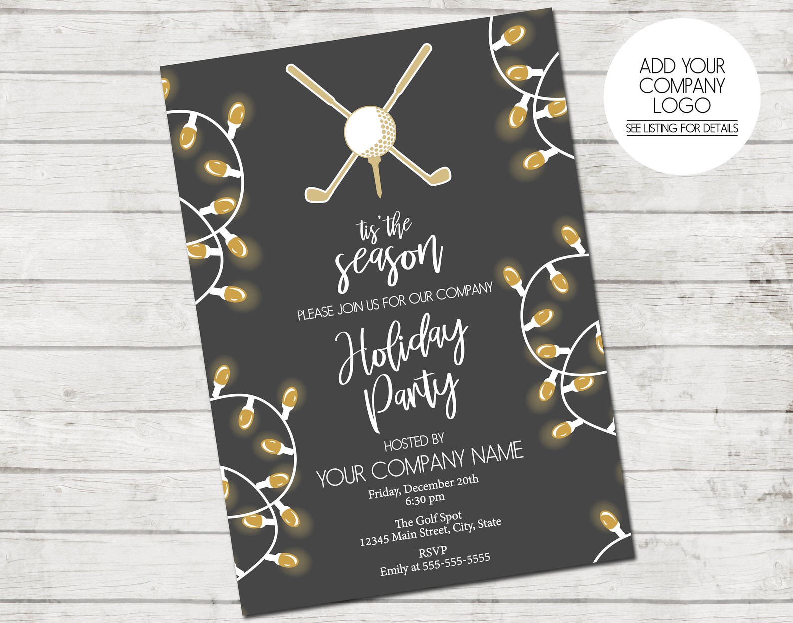 Golf Holiday Party Invitation Company Golf Holiday Party | Etsy