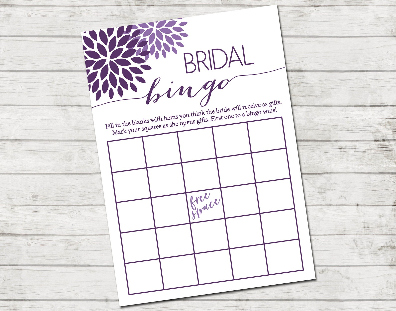Bridal Shower Games Purple Flowers Advice for Bride - Etsy