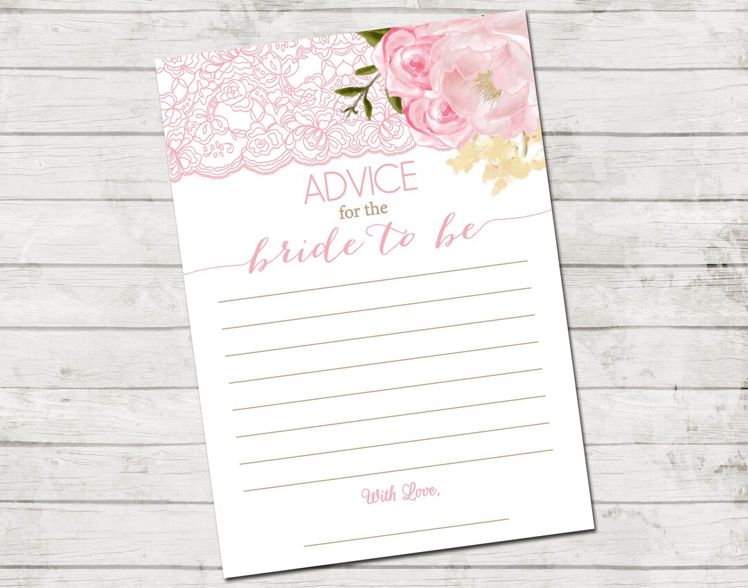 Advice for the Bride to Be - Lace and Flowers Bridal Shower - Bridal ...