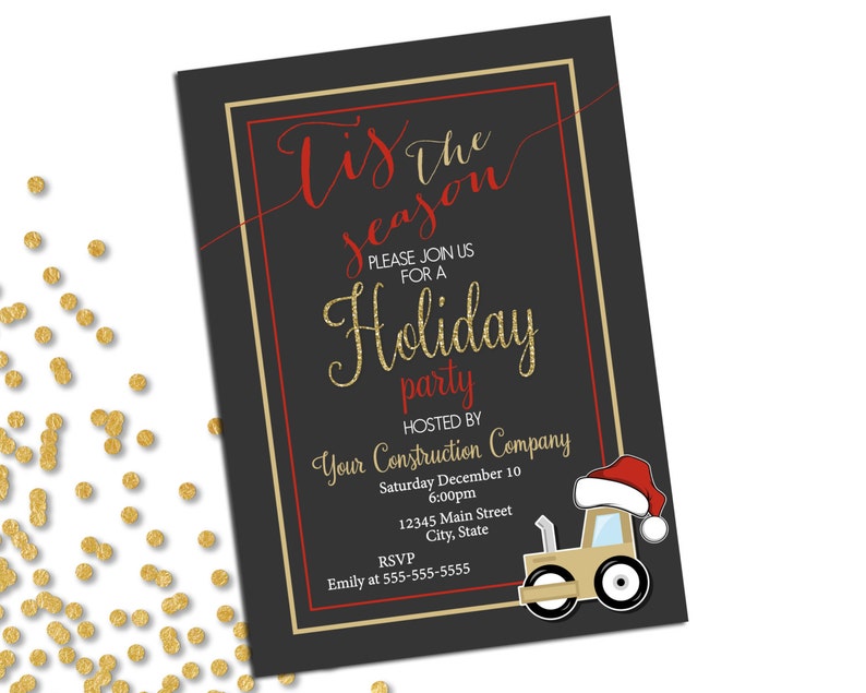 Company Holiday Party Invitation Christmas Party Construction Company ...