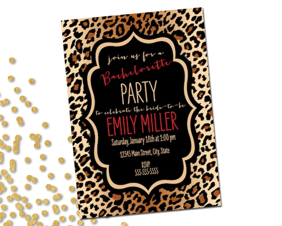 Animal Print Bachelorette Party Invitation - Brown Cheetah Leopard ...