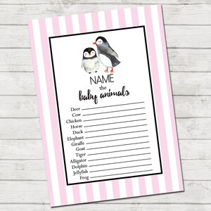 Penguin Baby Shower Games Advice for Mom Baby Animals Bingo - Etsy