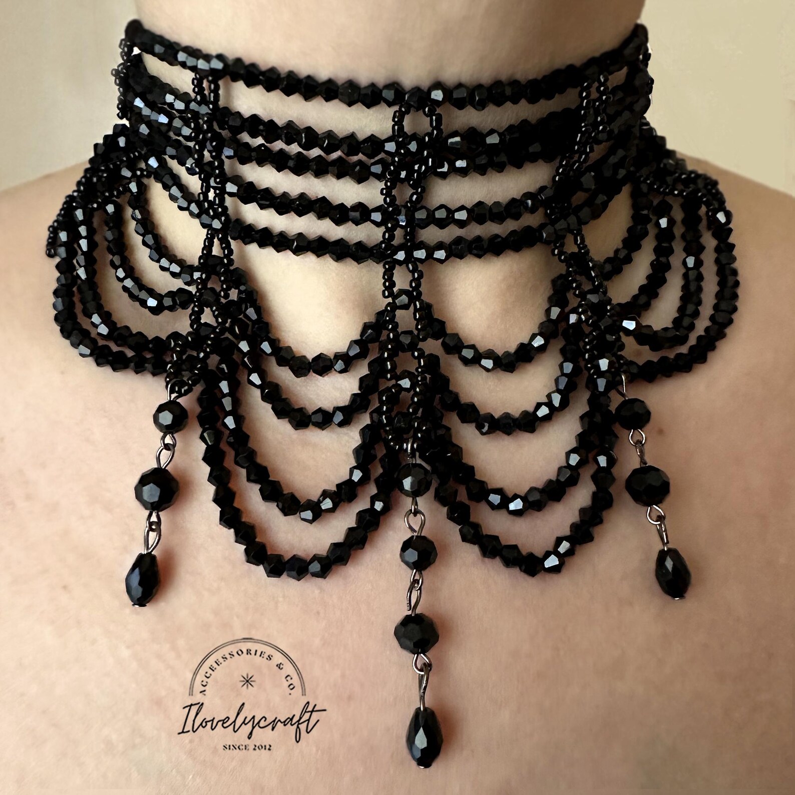 1920s Downton Abbey Dress French Jet Necklace 1920s Dress Art Deco ...