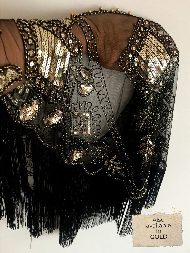 1920s Great Gatsby Dress Bolero Sequin Cape Flapper Dress - Etsy