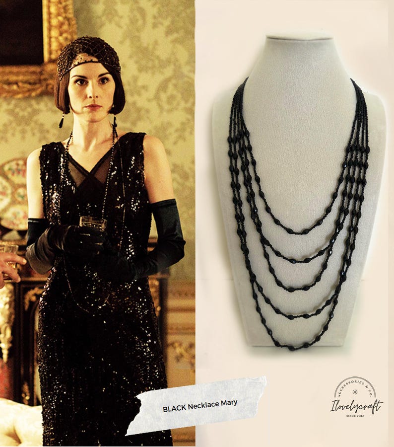 1920s Flapper Necklace: Downton Abbey Style Crystal Beaded Choker - Etsy
