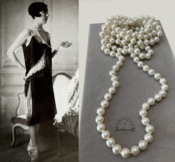 1920s Dress Gatsby Necklace 1920s Pearl Necklace Flapper Dress - Etsy