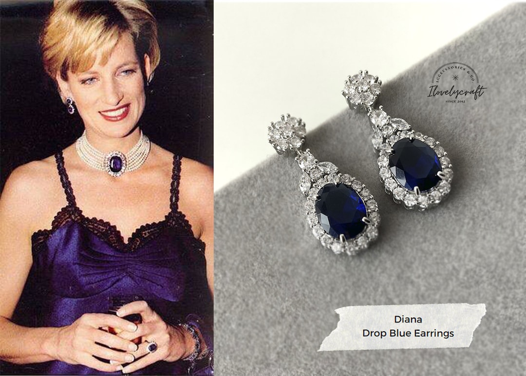 Princess Diana Jewelry Blue Sapphire Earrings Queen Elizabeth Pearl Chocker Diamond Necklace ...