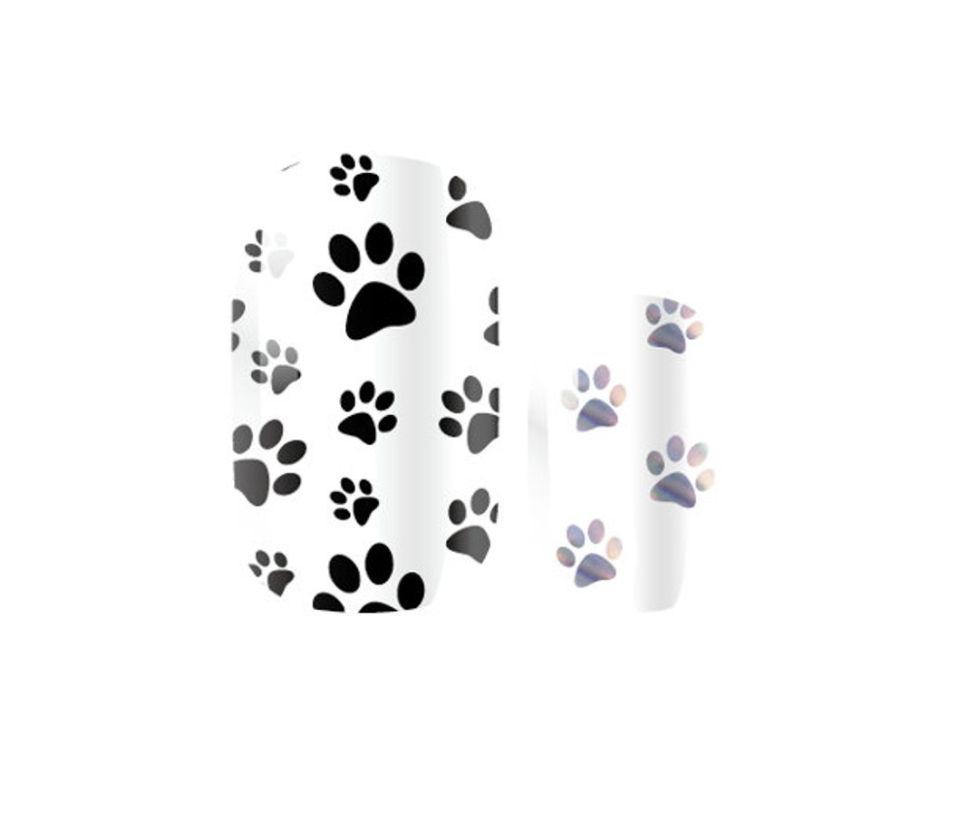 Transparent Nail Wraps - Nail Stickers - Puppy Paw Print - Black and ...