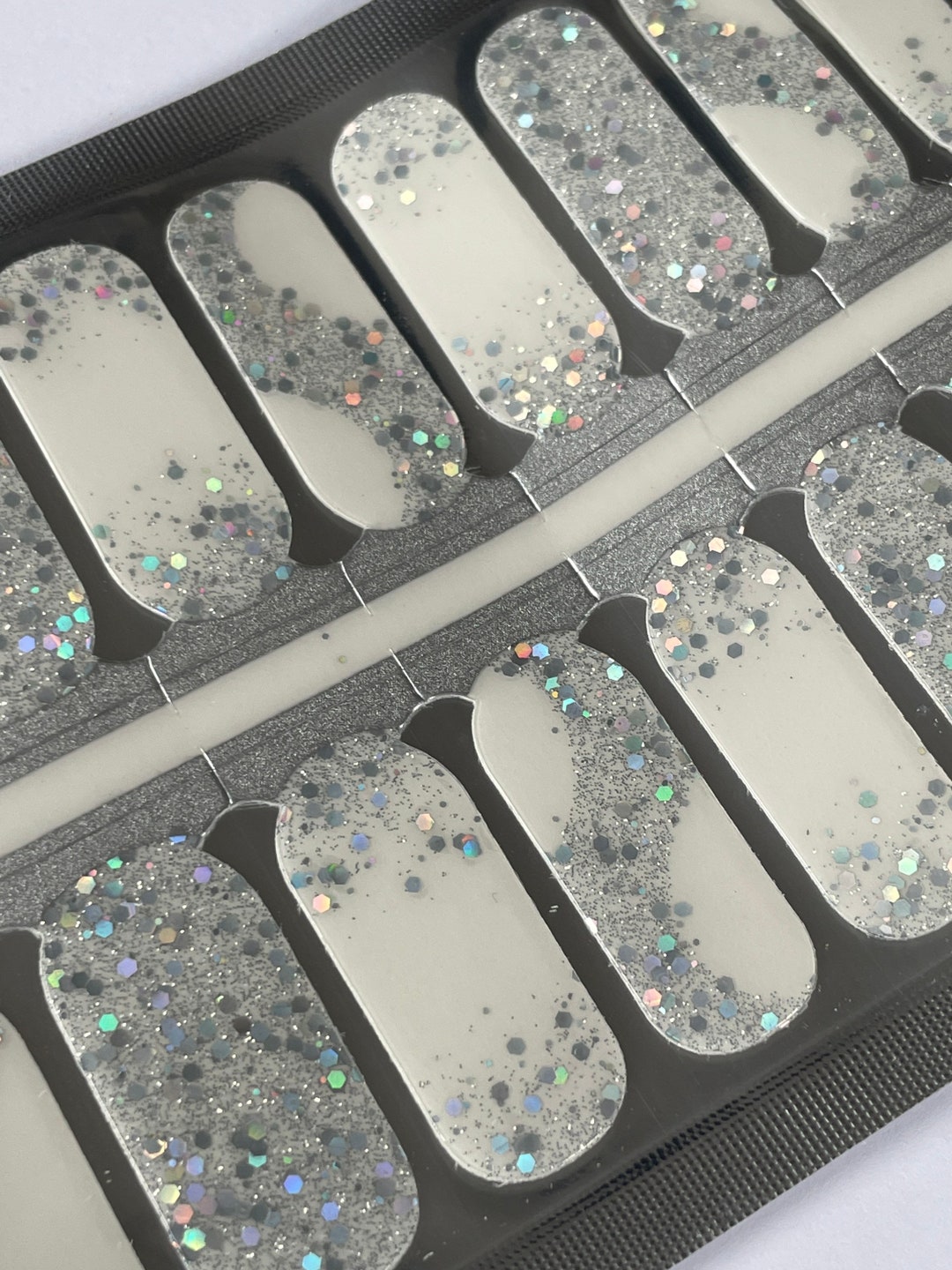 Transparent Nail Wraps - Nail Stickers - Silver Glitter Swirl - Long ...