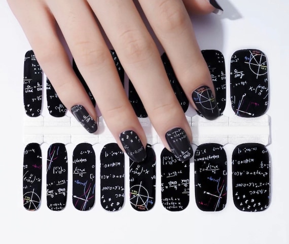 Black Chalkboard Teacher Gift Math Nail Wrap Nail - Etsy