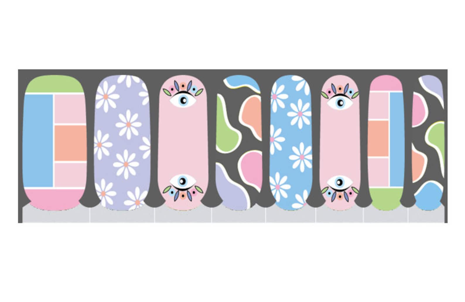Color Block - Transparent Blob - Daisy Nail Wraps - Eyeballs - Pastel ...