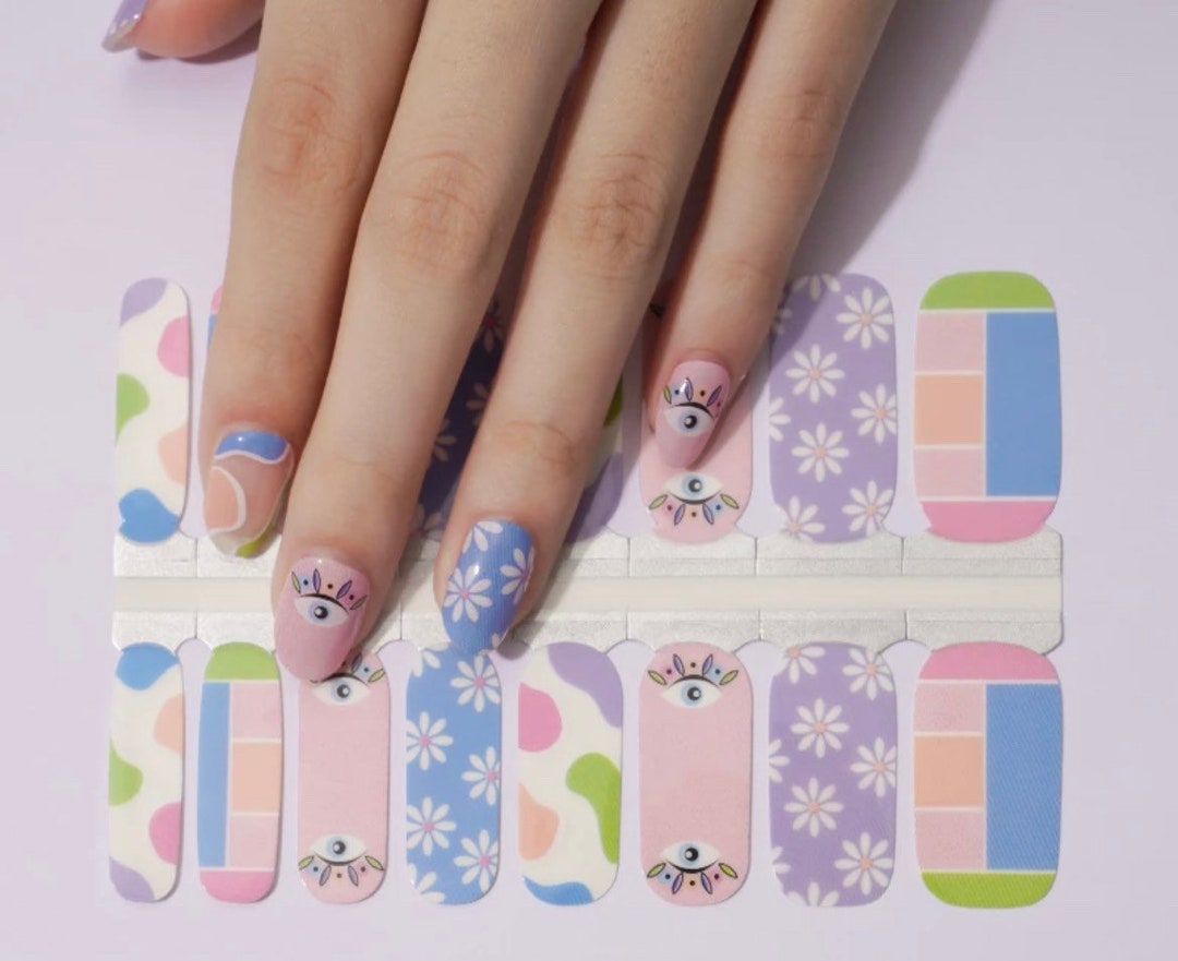 Color Block - Transparent Blob - Daisy Nail Wraps - Eyeballs - Pastel ...