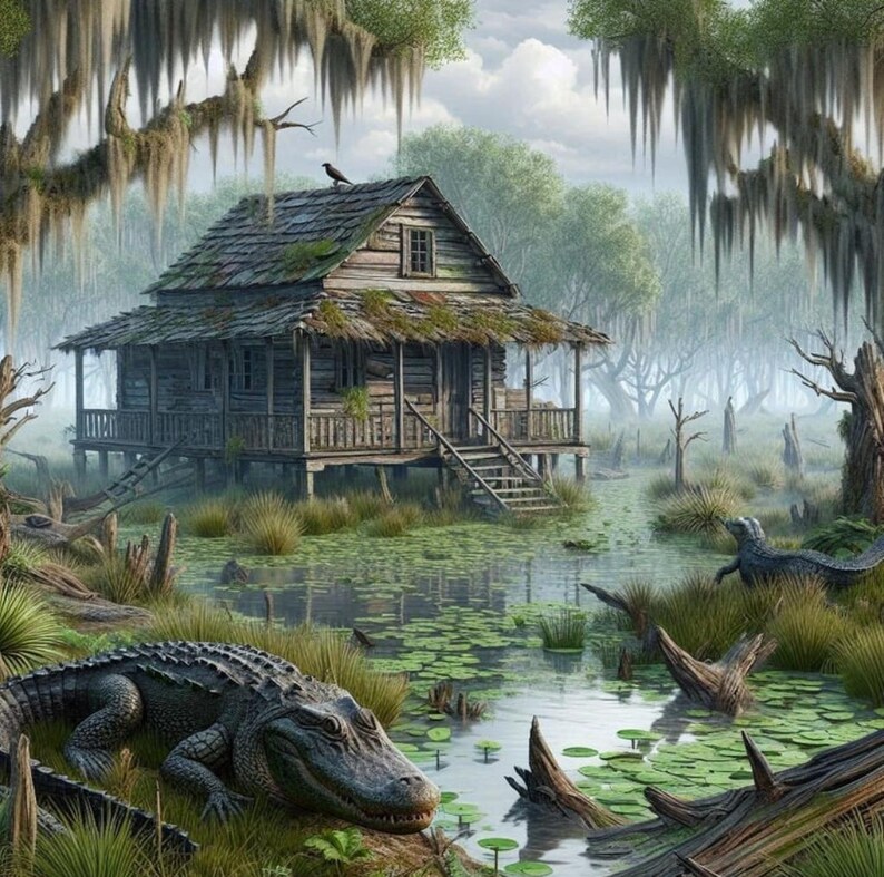 Louisiana Alligator Swamp Camp Bayou Scene Sublimation Dtf Png - Etsy