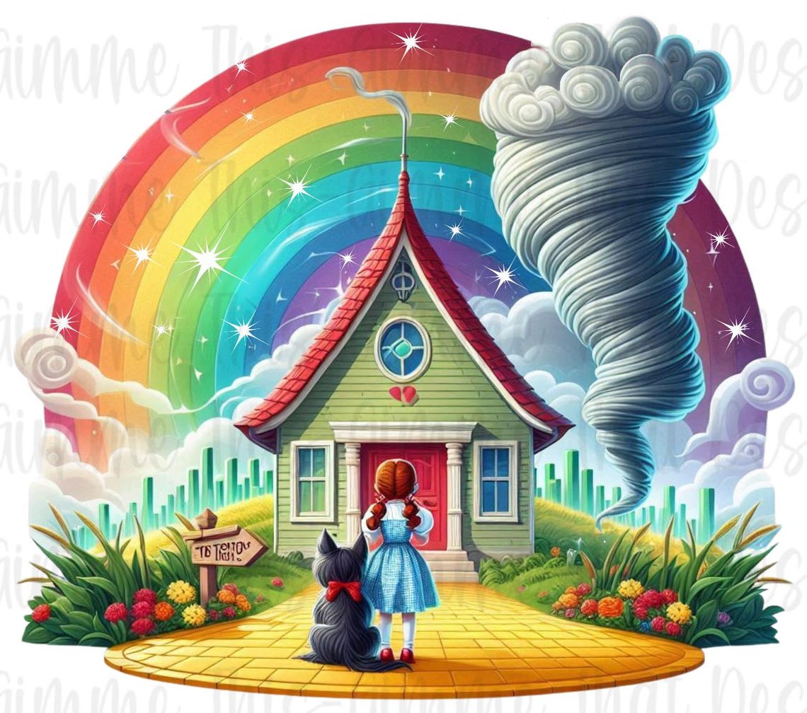 Wizard of Oz Dorothy Wicked Witch Twister Tornado Sublimation Dtf Png ...