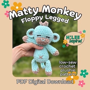 Matty Monkey Floppy Legged Crochet Low Sew Plushie Stuffed Animal ...
