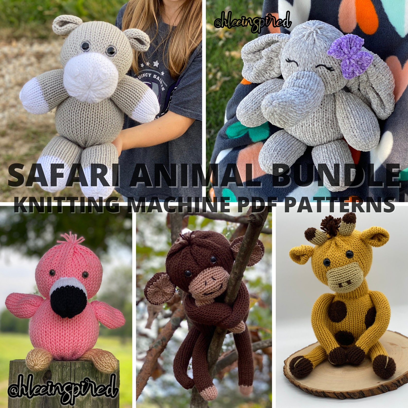 Safari Animal Bundle Hippo Elephant Flamingo Monkey Giraffe - Etsy