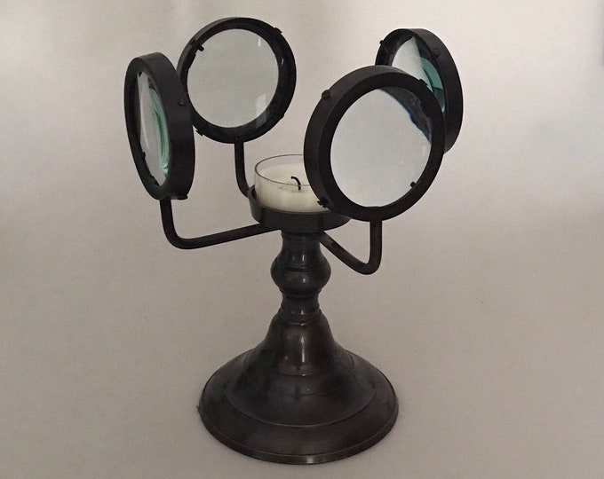 Unusual Mid Century Candle Holder With Four Magnifying Glass Reflectors ...