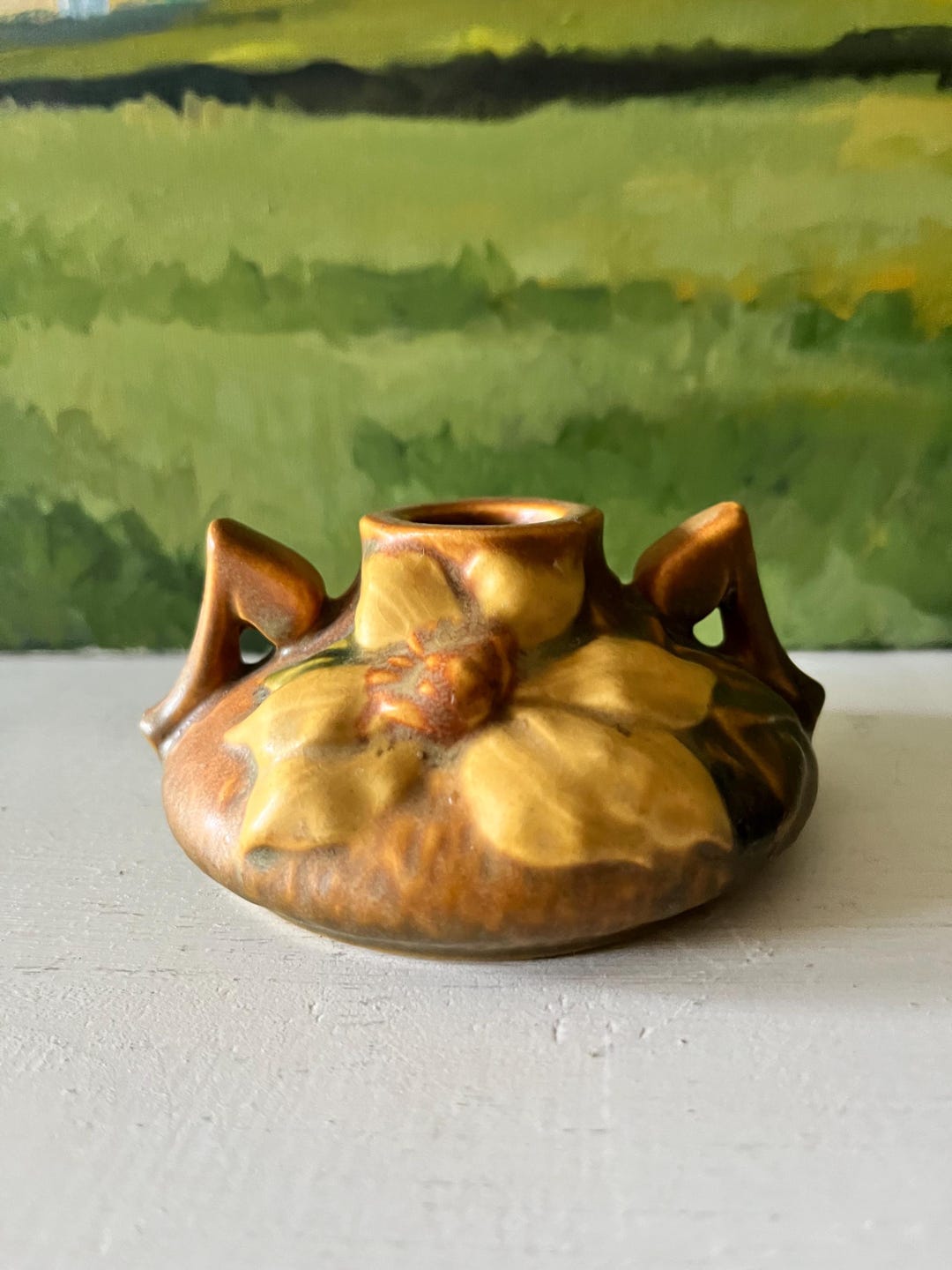 Roseville Pottery Candlestick Holder Clematis - Etsy