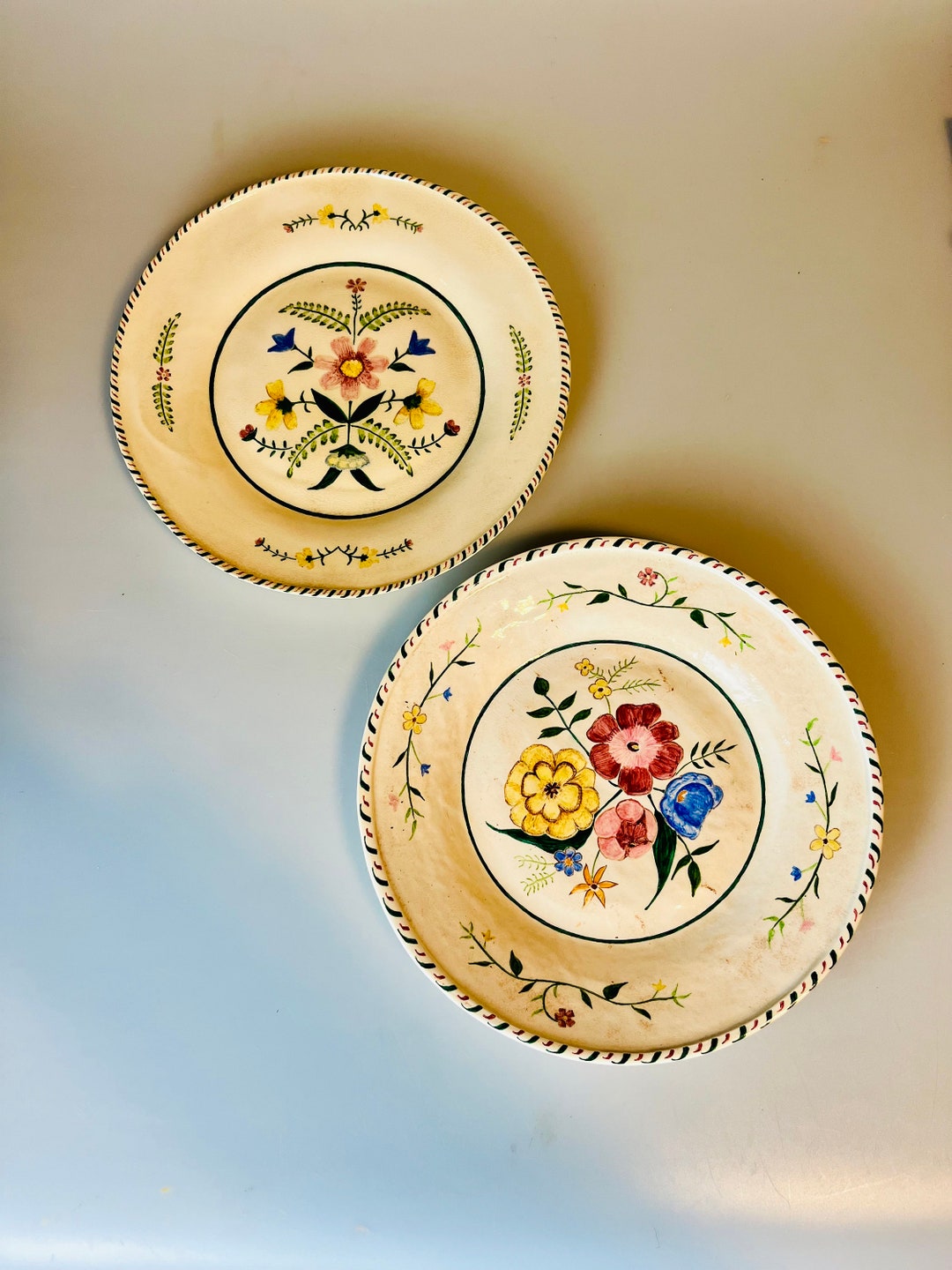 Rare Antique Hand Made and Painted Clay Plates by EV Manthey - Etsy