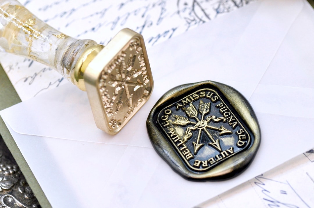 Crossed Arrow Latin Motto Message Persevere Retro Antique Inspired Wax ...