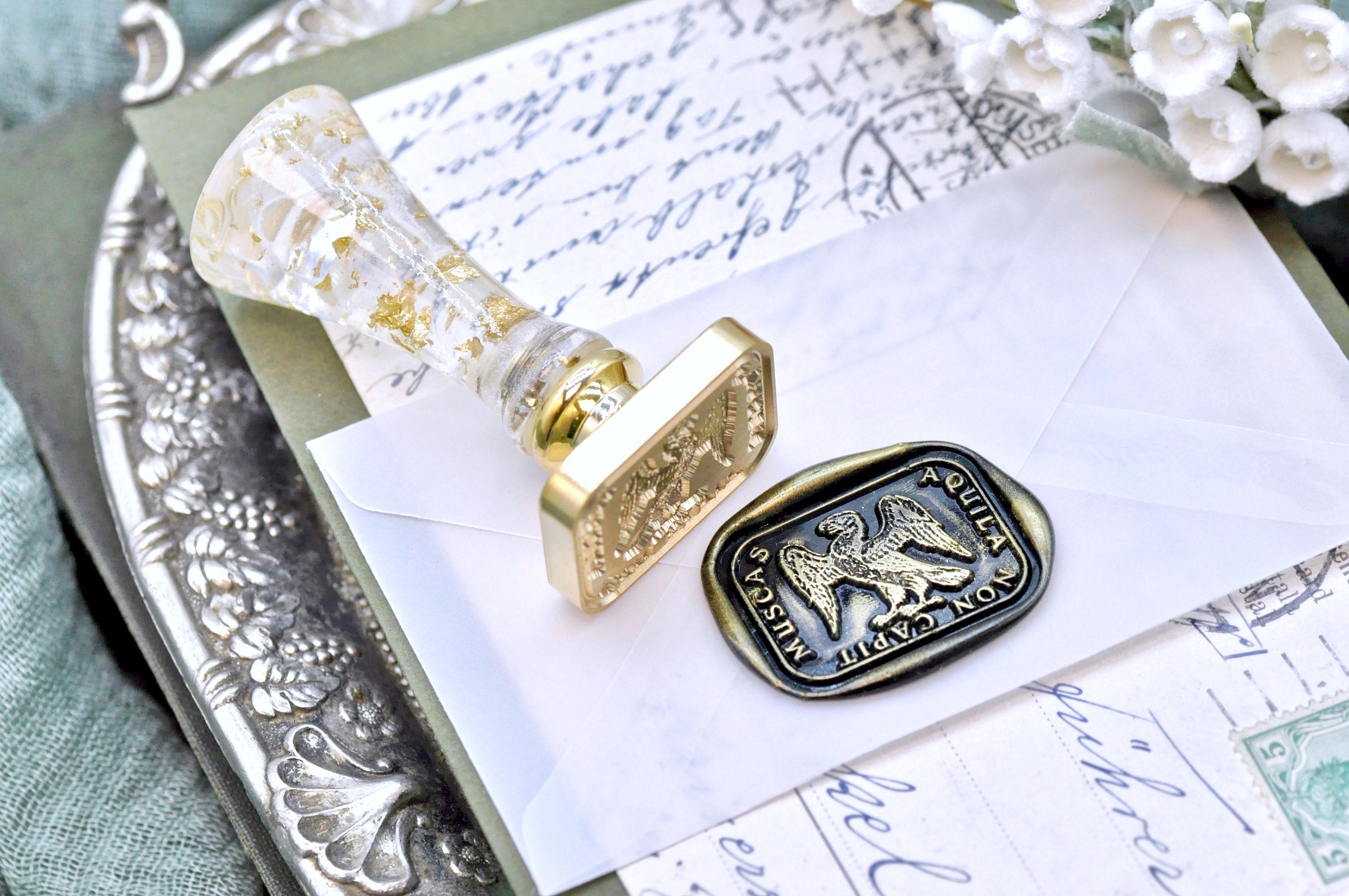 Eagle Latin Motto Message Focus Retro Antique Style Inspired Wax Seal ...
