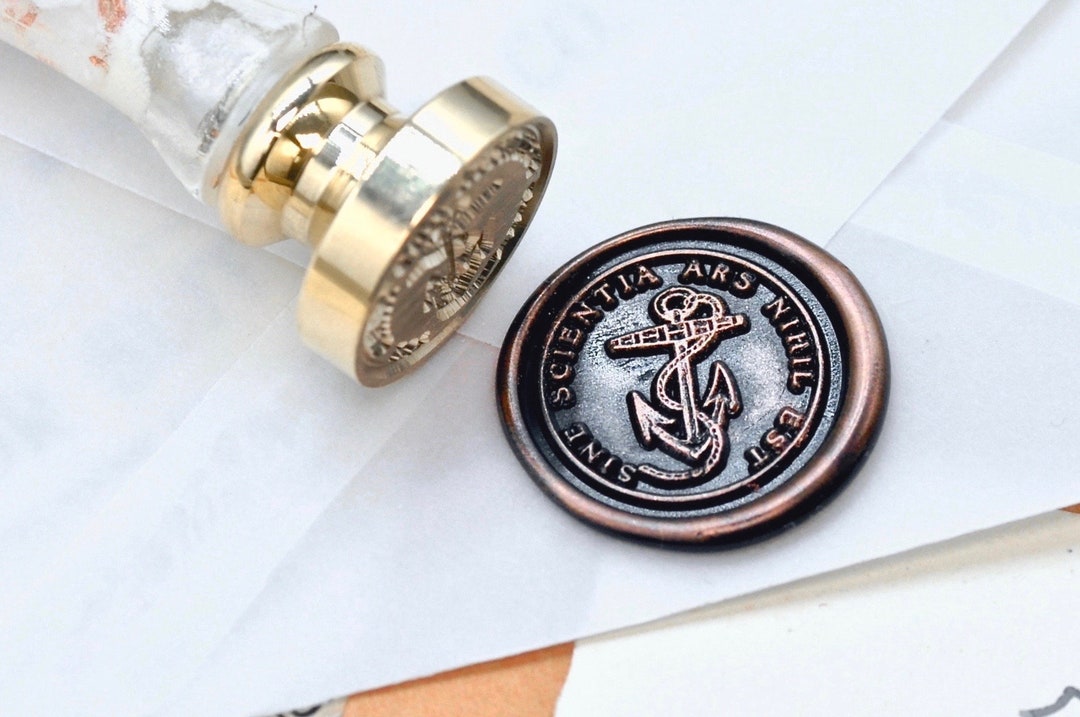 Anchor Latin Motto Message Wisdom Retro Antique Style Inspired Wax Seal ...