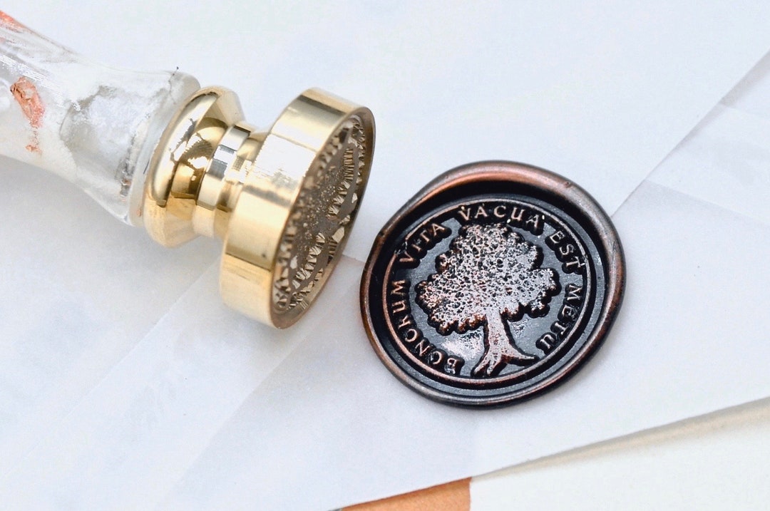 Tree Latin Motto Message Courage Strength Retro Antique Inspired Wax ...