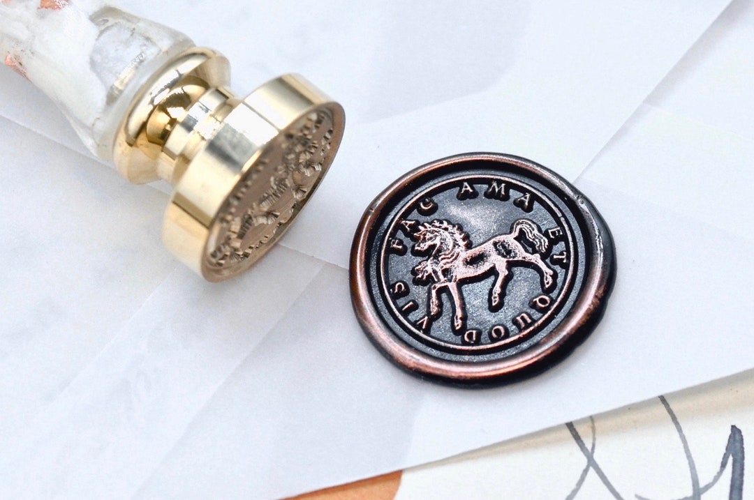 Horse Latin Motto Message Ambitions Passion Retro Antique Inspired Wax ...