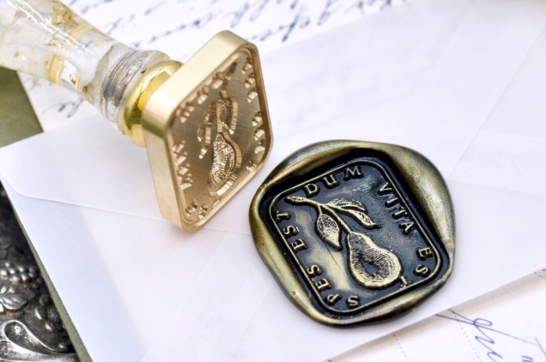 Pear Latin Motto Message Hope Retro Antique Inspired Wax Seal Stamp ...