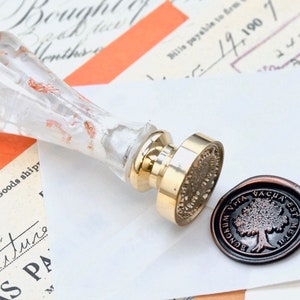 Tree Latin Motto Message Courage Strength Retro Antique Inspired Wax ...