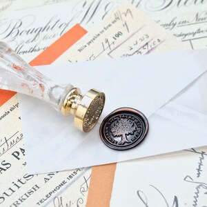 Tree Latin Motto Message Courage Strength Retro Antique Inspired Wax ...