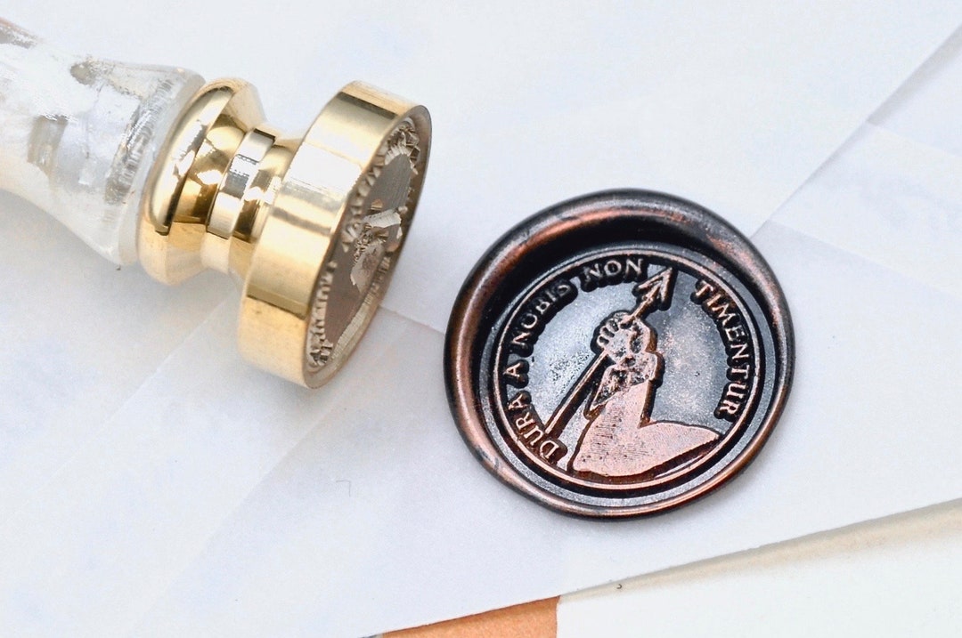 Hand Arrow Latin Motto Message Courage Retro Antique Inspired Wax Seal ...
