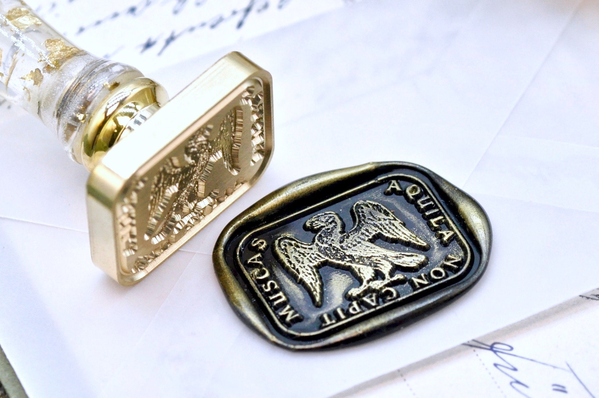 Eagle Latin Motto Message Focus Retro Antique Style Inspired Wax Seal ...