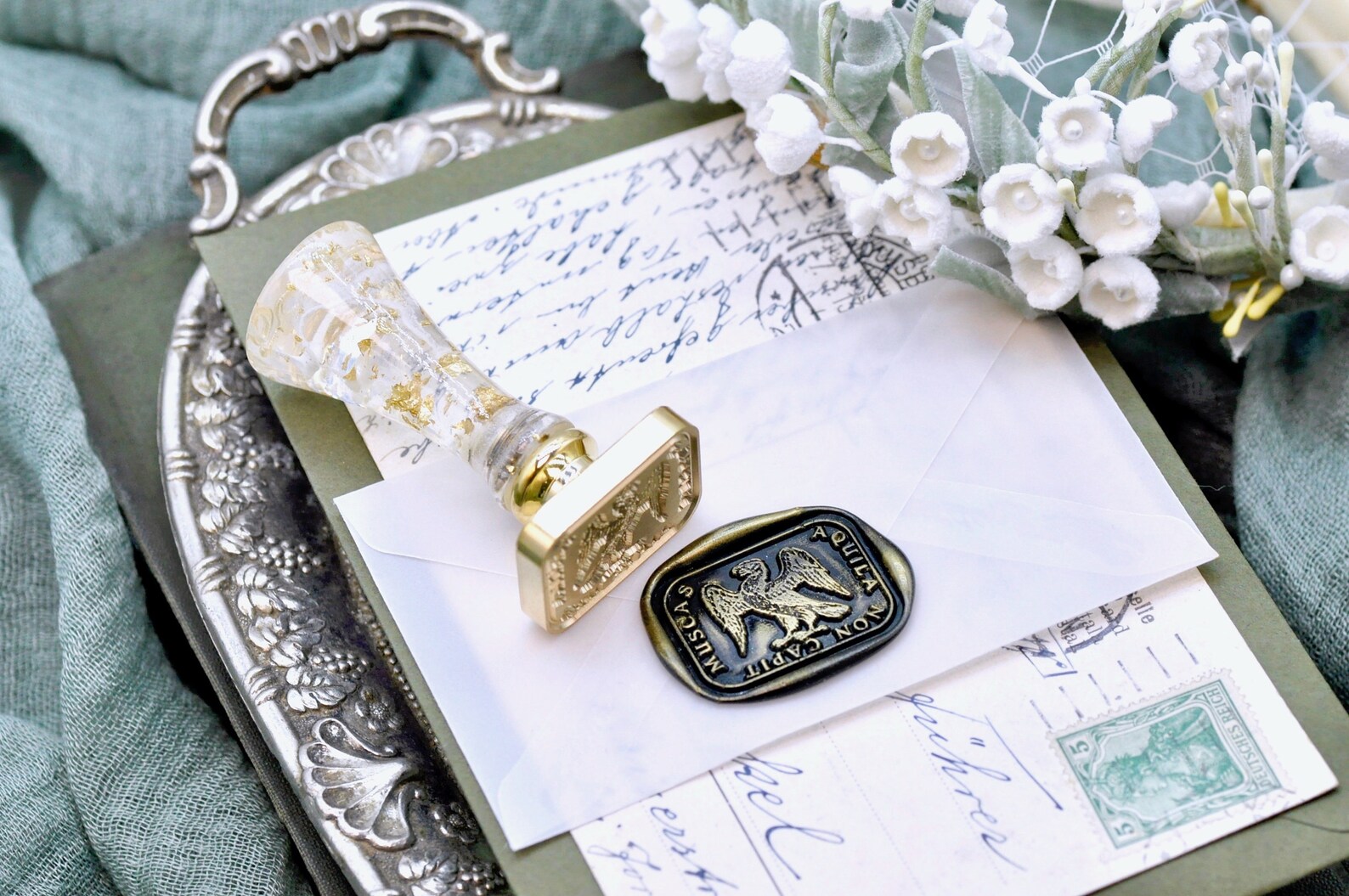 Eagle Latin Motto Message Focus Retro Antique Style Inspired Wax Seal ...