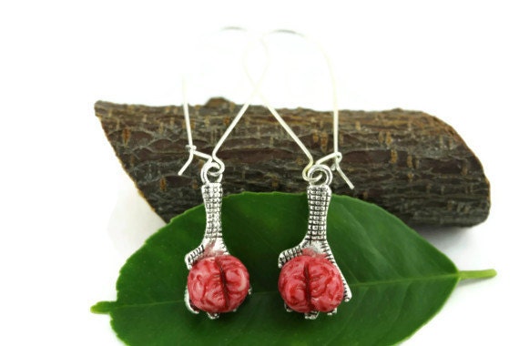 Zombie Brain Earrings Quirky Halloween Human Bloody Brain - Etsy