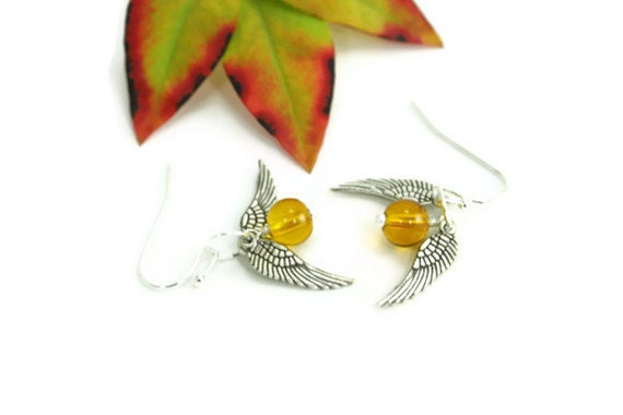 Magic Wing Earrings Fantasy Golden Magical Quirky Whimsical | Etsy