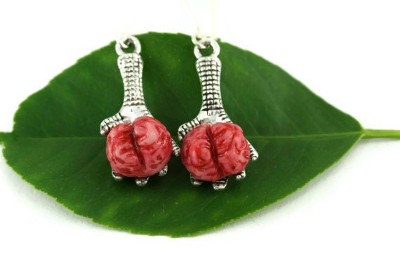 Zombie Brain Earrings Quirky Halloween Human Bloody Brain - Etsy