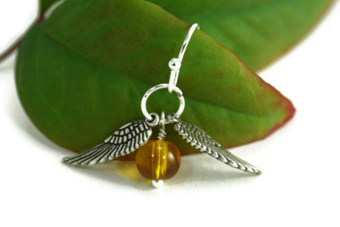 Magic Wing Earrings, Fantasy Golden Magical Quirky Whimsical Storybook ...